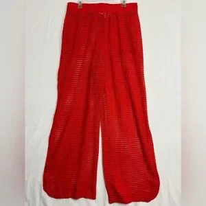 Haute Hippie | Swim | Haute Hippie Pants Womens L Red Open Knit Wide ...
